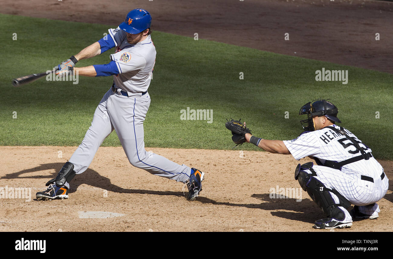New York Mets first baseman Ish Davis bats in the winning run against ...