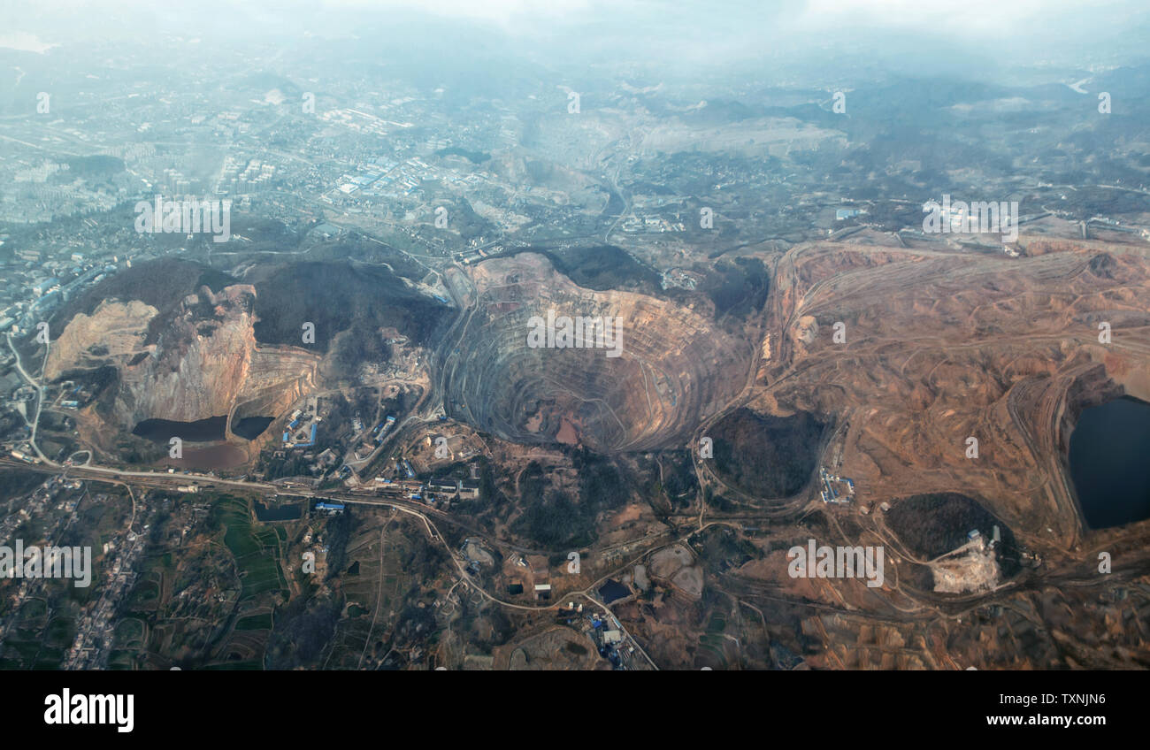 Aerial shooting mines, huge mines Stock Photo - Alamy
