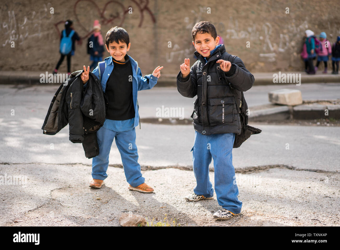 Children are going home from school, Amman, Jordan Stock Photo - Alamy