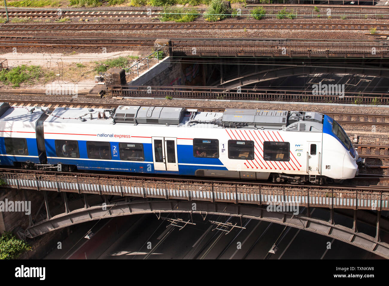 National Express train in the town district Deutz, Cologne, Germany ...