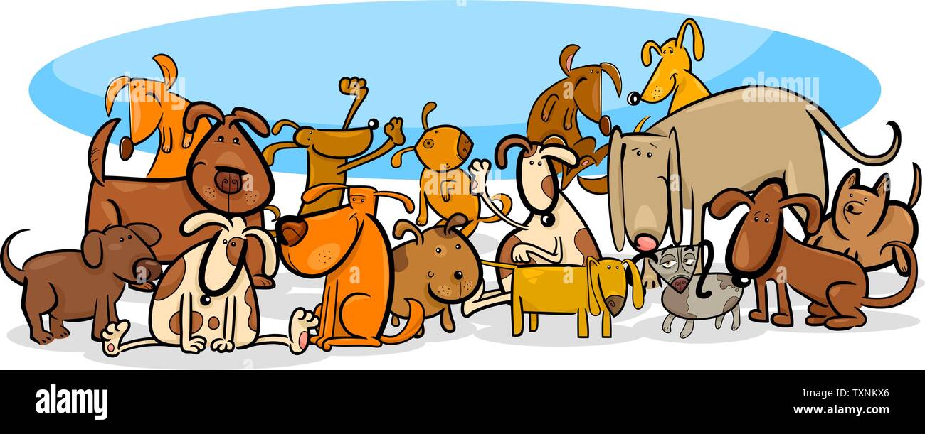 Cartoon Illustration of Funny Dogs Pet Animal Comic Characters Group in ...