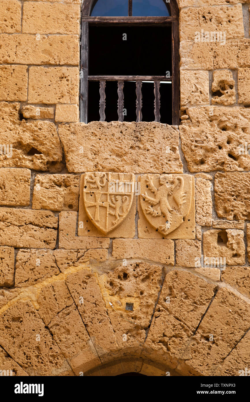 lusignan coat of arms Detail crests above the gateway to Kyrenia Castle ...