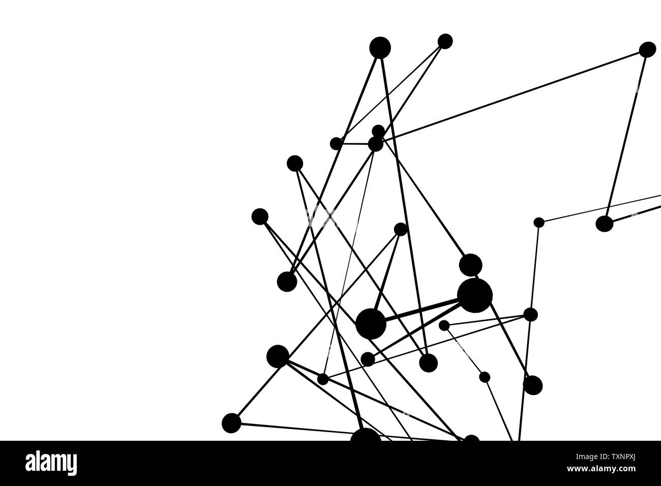 Circular nodes and line structures, three-dimensional rendering Stock ...