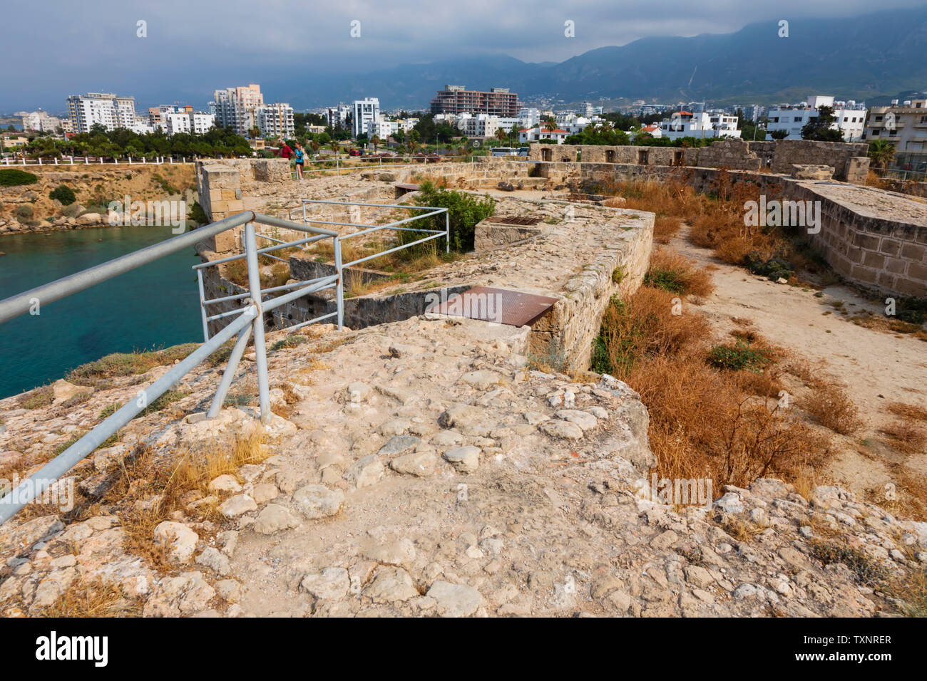 Dangerous walkways around the walls of Kyrenia Castle, Girne, Turkish ...