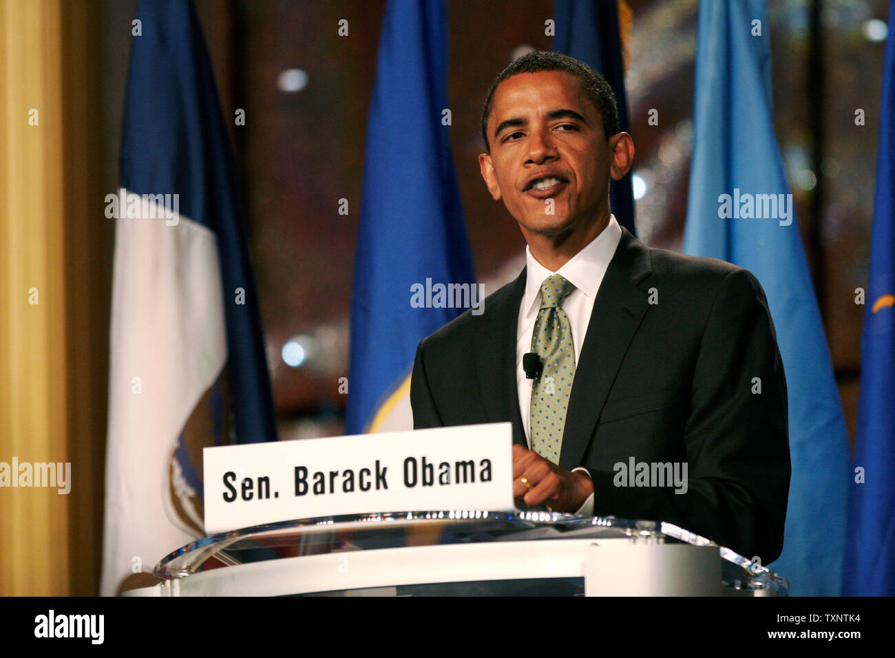 Sen. Barack Obama (D-IL) speaks to NAACP delegates during the 98th ...
