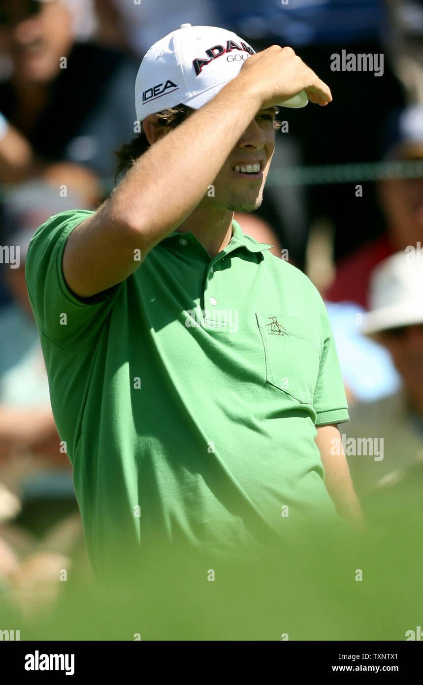 Aaron Baddeley Of Australia Looks For His Ball Placement On The Ninth