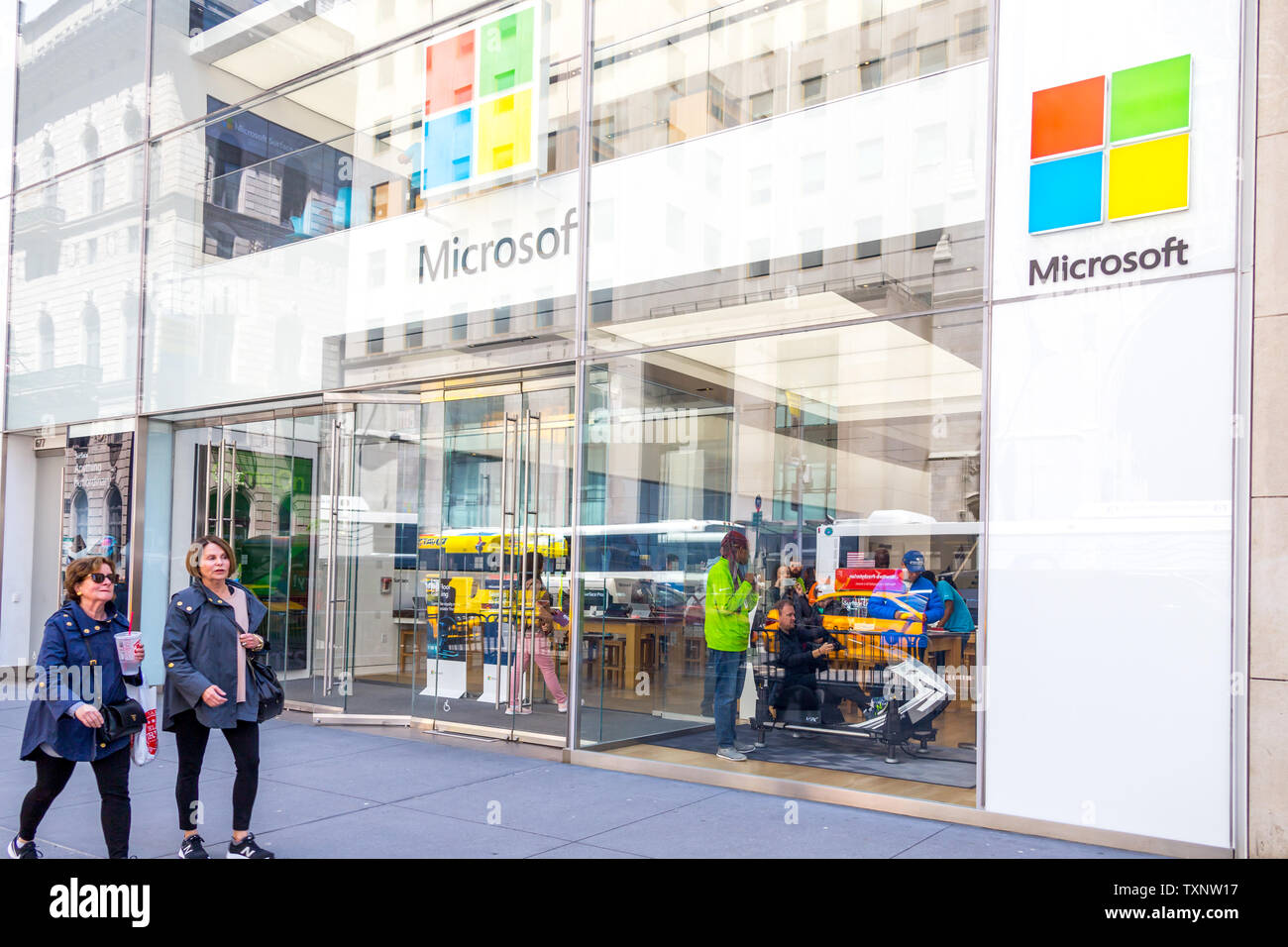 NEW YORK, USA - MAY 15, 2019: Microsoft store in Manhattan. Microsoft ...