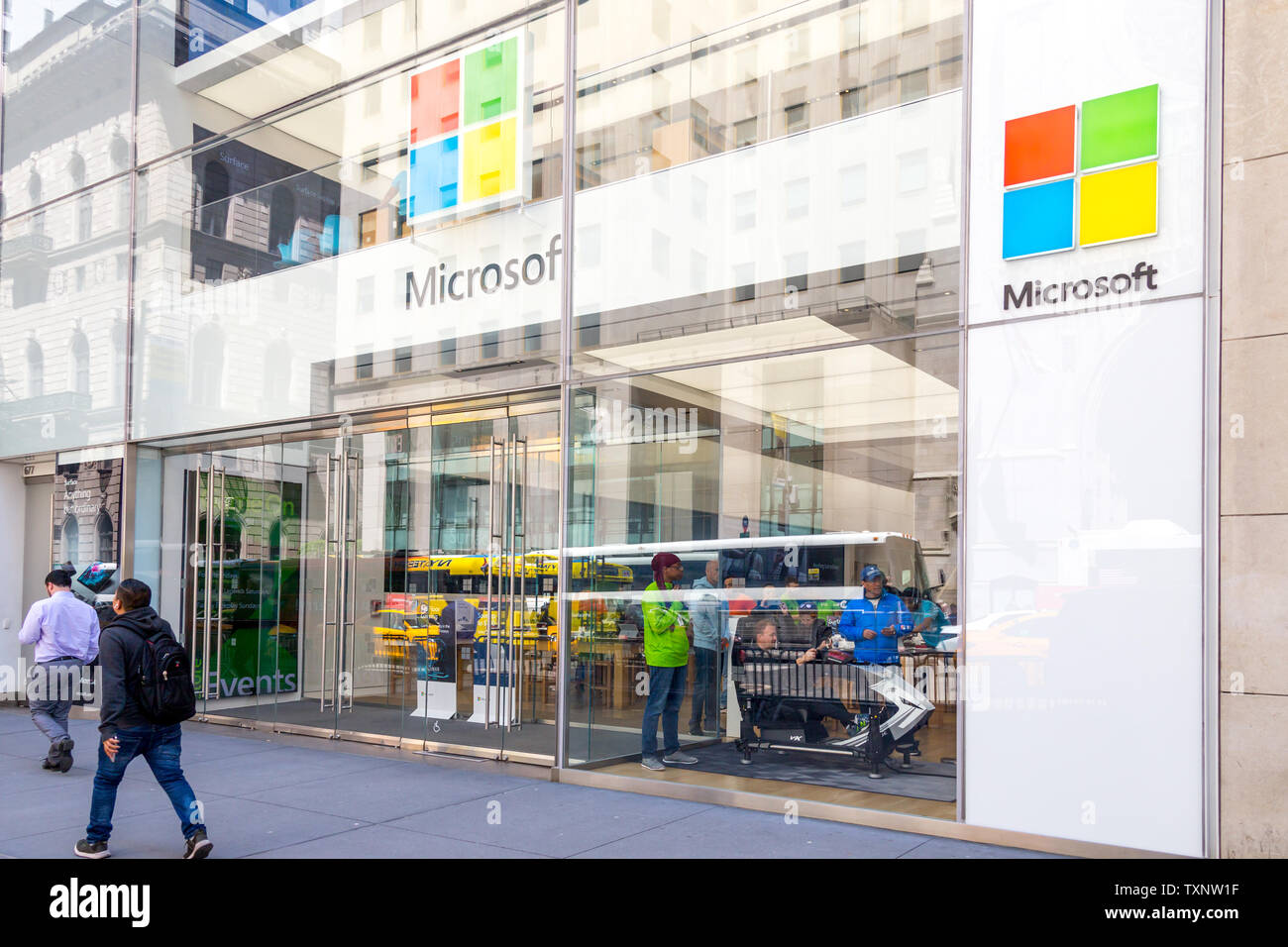 NEW YORK, USA - MAY 15, 2019: Microsoft store in Manhattan. Microsoft ...