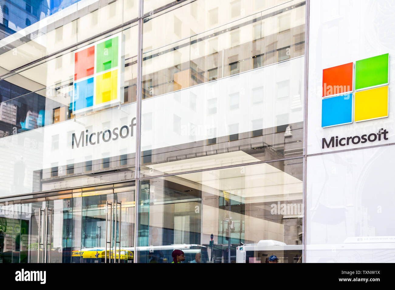 NEW YORK, USA - MAY 15, 2019: Microsoft store in Manhattan. Microsoft ...