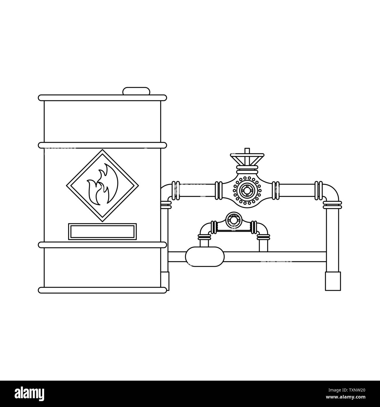 Oil barrel and fuel pipelines symbols in black and white Stock Vector ...