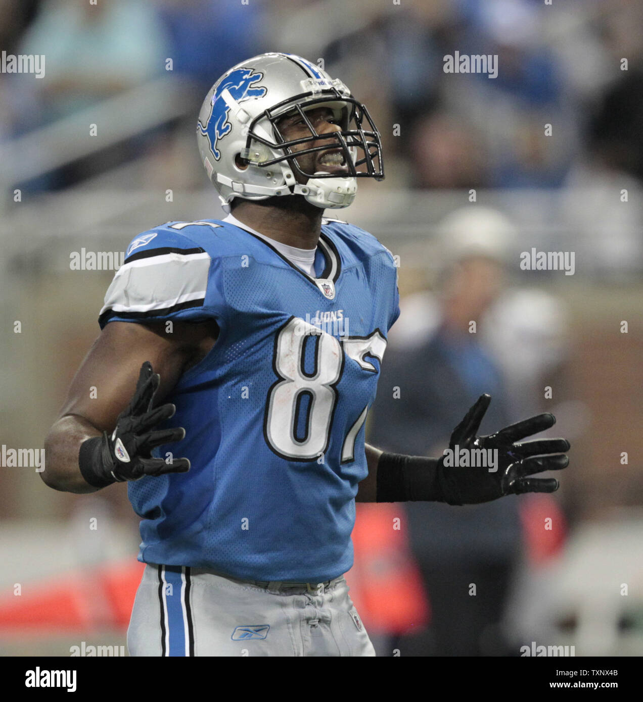 Detroit Lions Brandon Pettigrew after a first down against the San ...