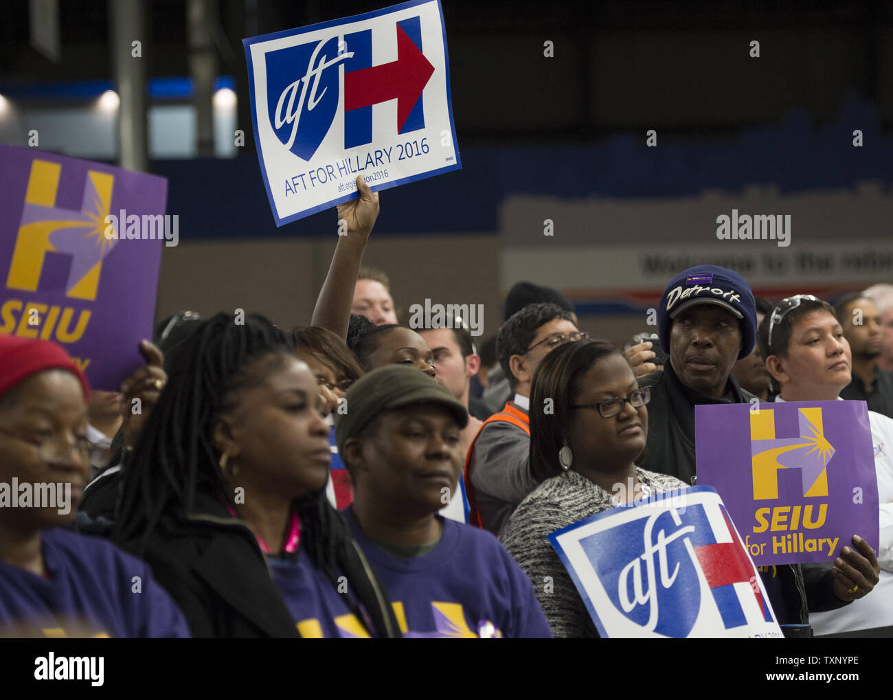 Supporters listen as Democratic presidential candidate Hillary Clinton ...