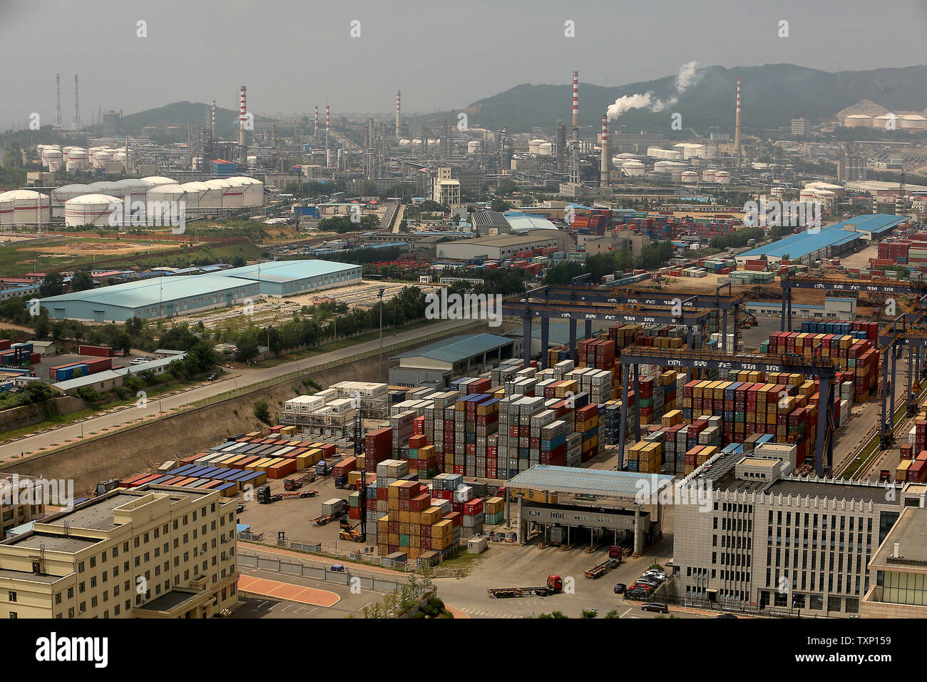 An overall picture of Dalian's port, a major Chinese port city in ...