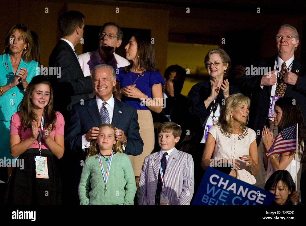 Sen. Joe Biden (D-DE) (2nd L) watches the first day of the Democratic ...