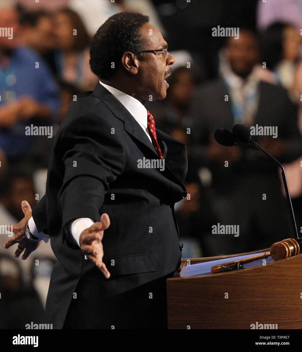 Rep. Emanuel Cleaver II speaks at the Time Warner Cable Arena during ...