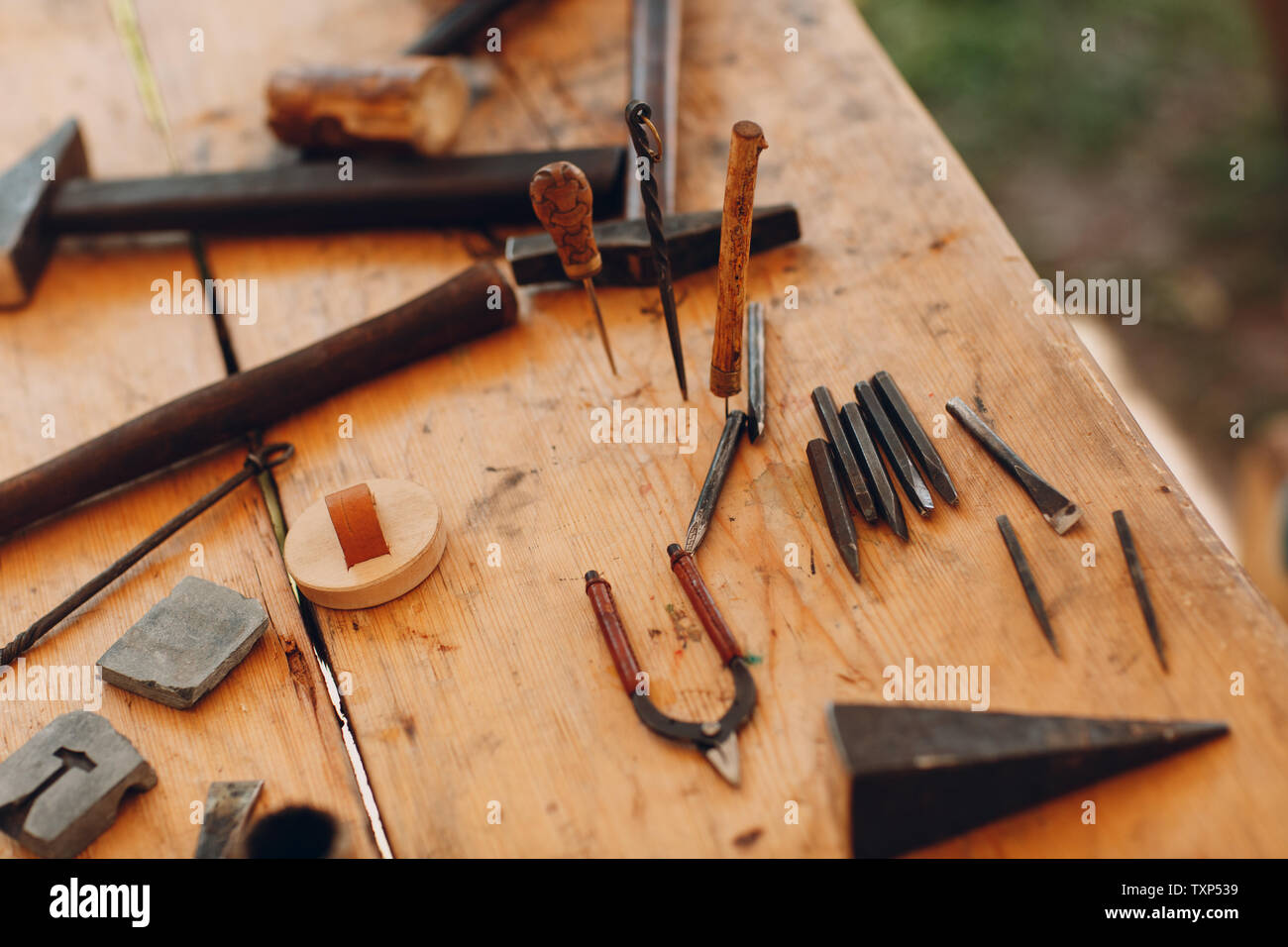 Engraver chaser tool on the table Stock Photo - Alamy