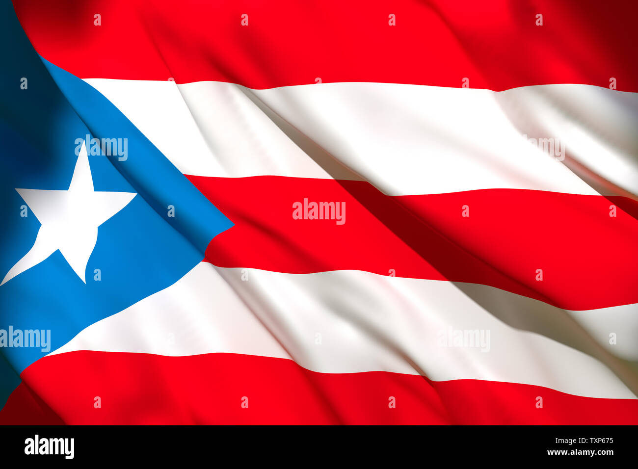 3d rendering of a Puerto Rico national flag waving Stock Photo - Alamy