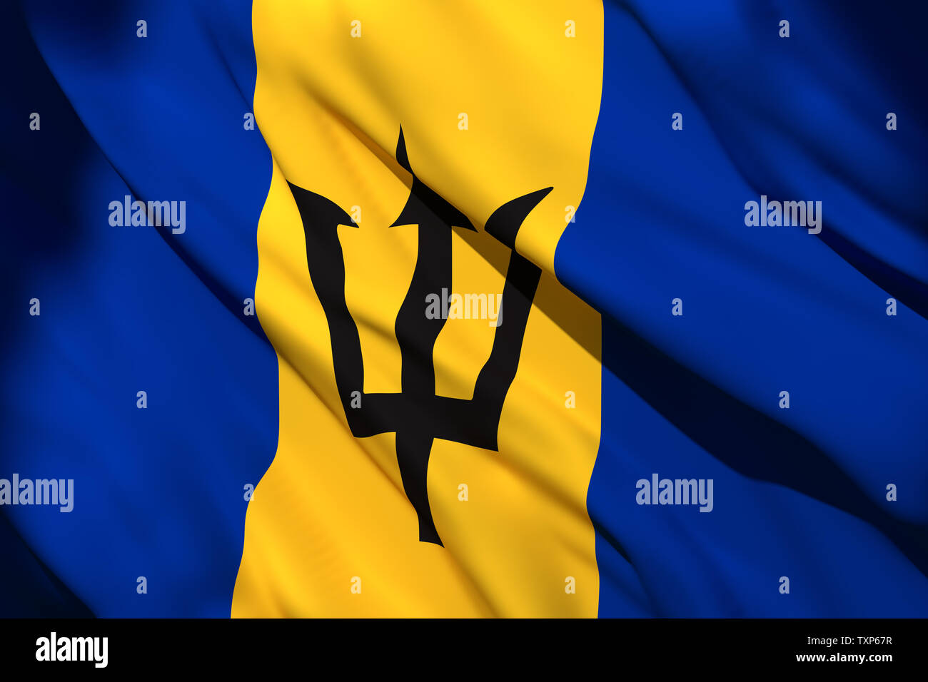 3d rendering of a Barbados national flag waving Stock Photo - Alamy