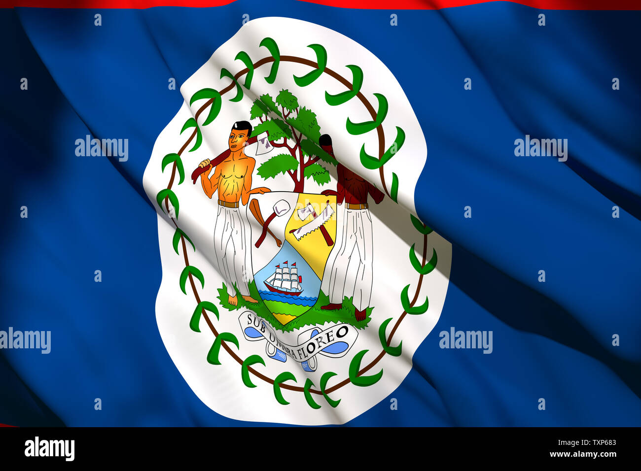 3d rendering of a Belize national flag waving Stock Photo - Alamy