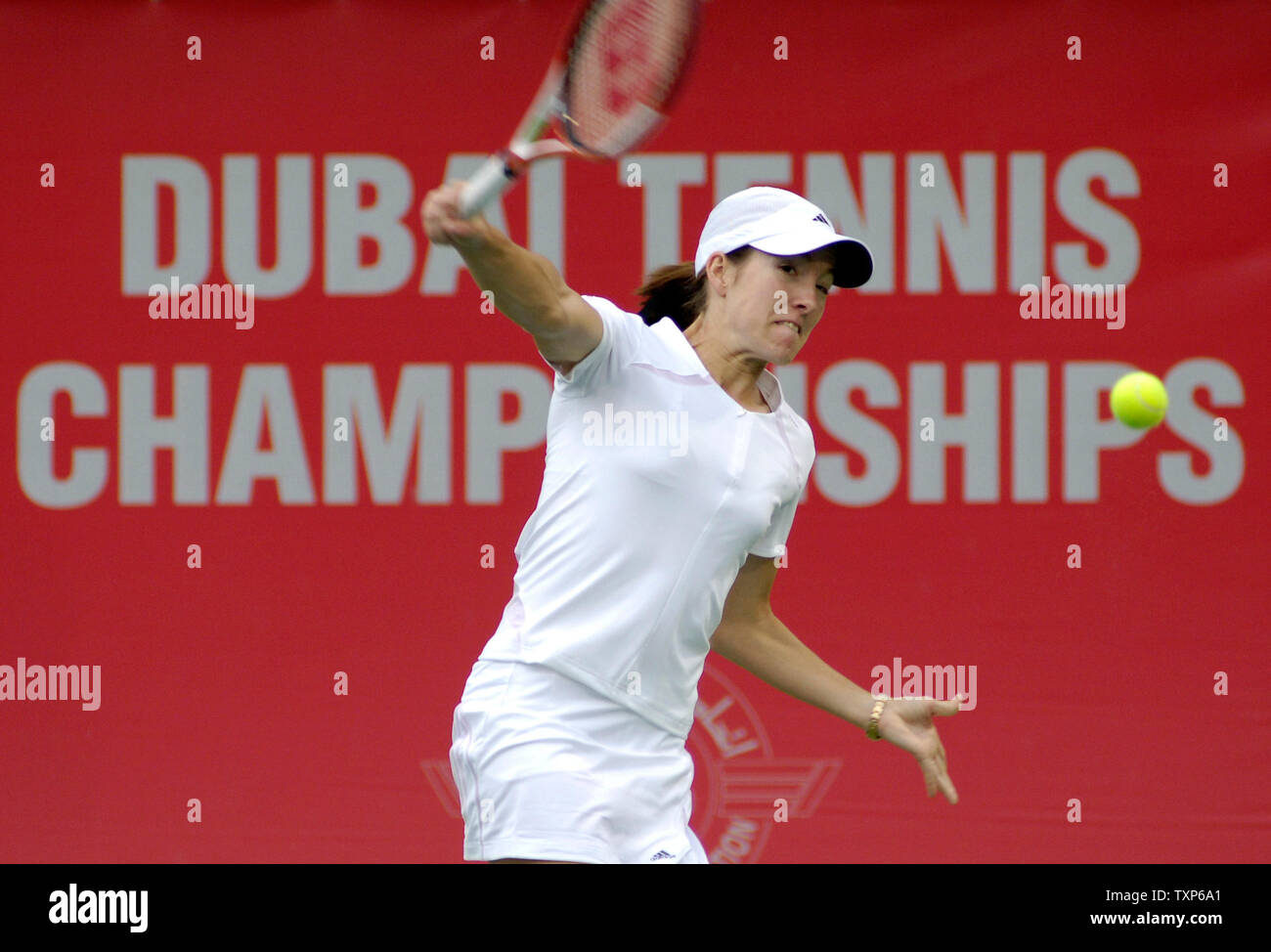 Justine Henin-Hardenne of Beligum plays Svetlana Kuznetsova of Russia ...
