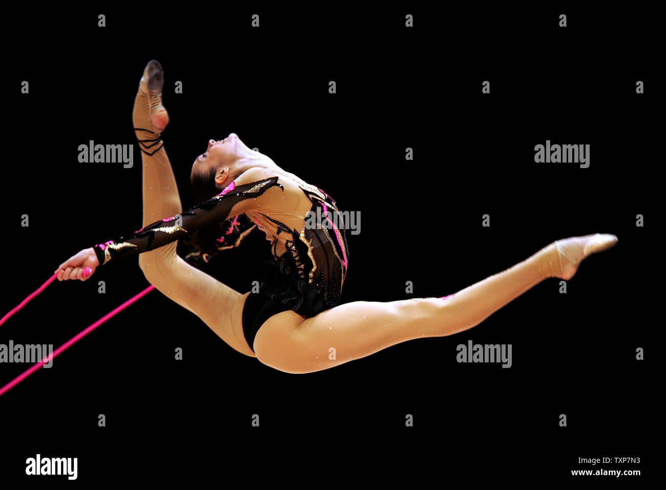 Anna Bessonova of Ukraine (here split leaping during rope final on July ...