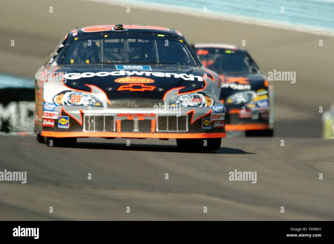Kevin Harvick, in car Number 29, exits a turn at the NASCAR NEXTEL Cup ...