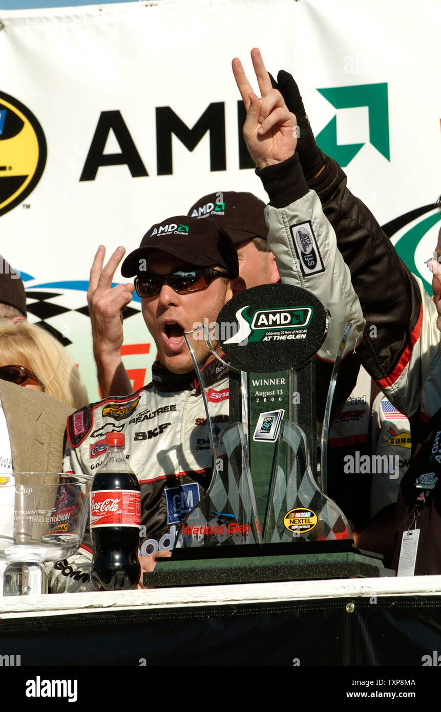 Kevin Harvick, driver of car number 29, celebrates his victory of the ...
