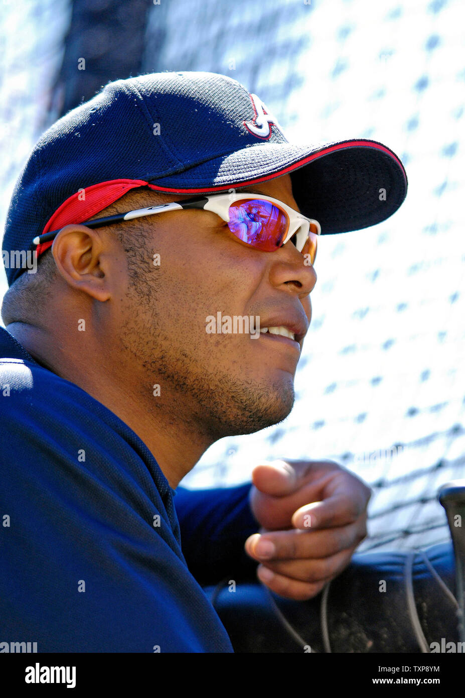 Atlanta Braves center fielder Andruw Jones awaits his turn in the ...
