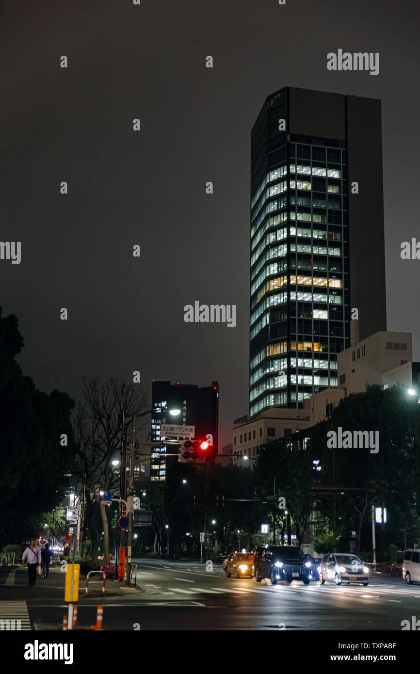 Toyo, Japen - April, 24, 2019: Night city view on the street, long ...