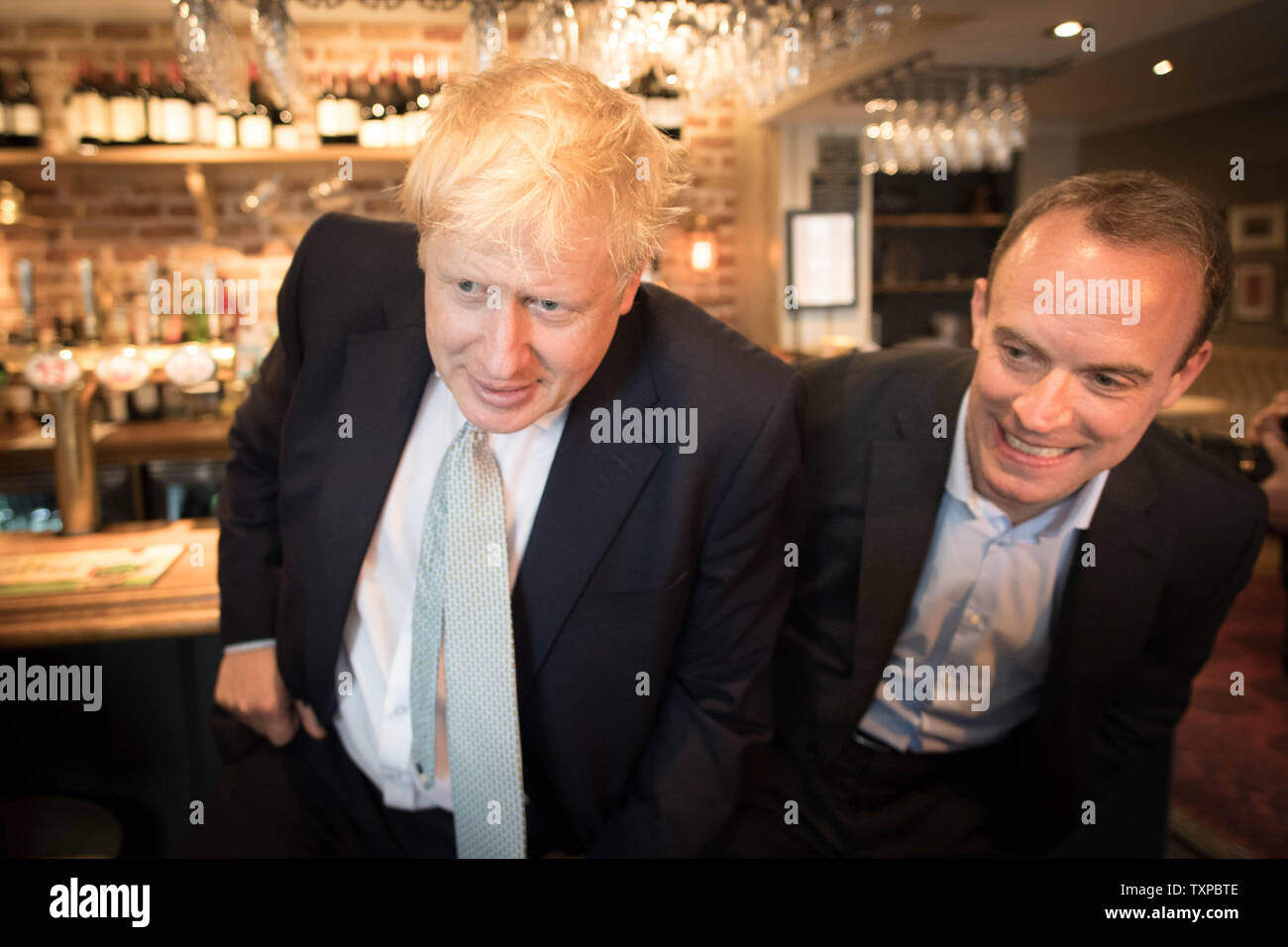 Conservative party leadership candidate Boris Johnson (left) and ...