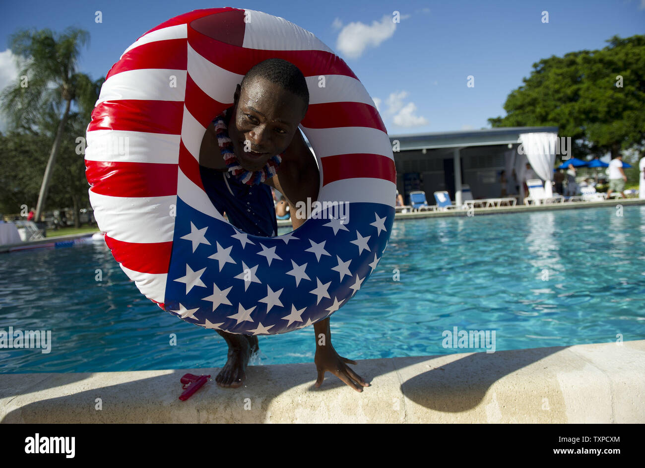 Lanre Giwa, a graduate student at Lynn University, attends an American ...