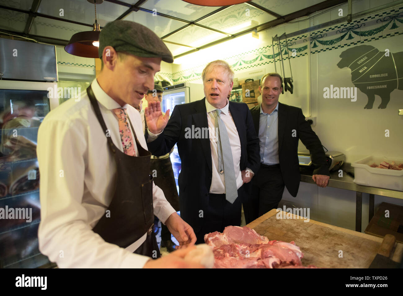 Conservative party leadership candidate Boris Johnson (centre) and ...