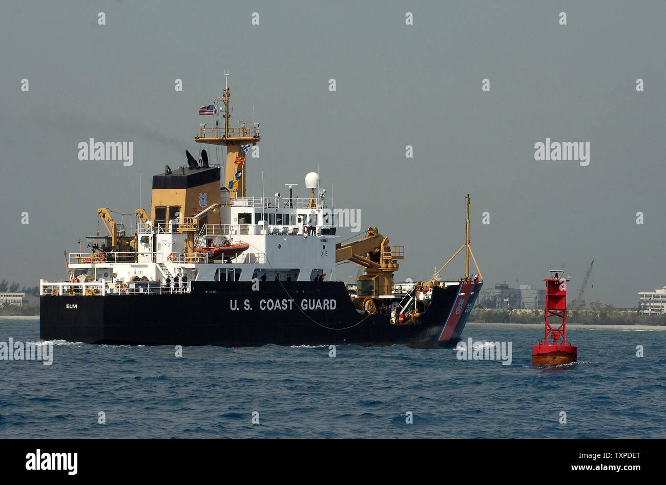 The US Coast Guard buoy tender "USCGC Elm" arrives at the Port ...