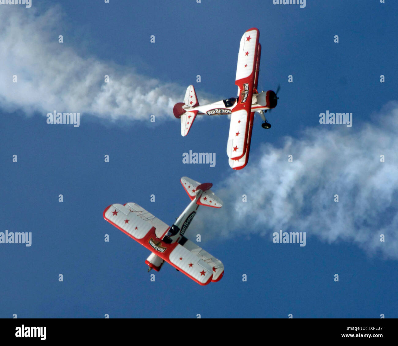 The Red Baron Pizza Squadron perform aerobatic maneuvers over the ...