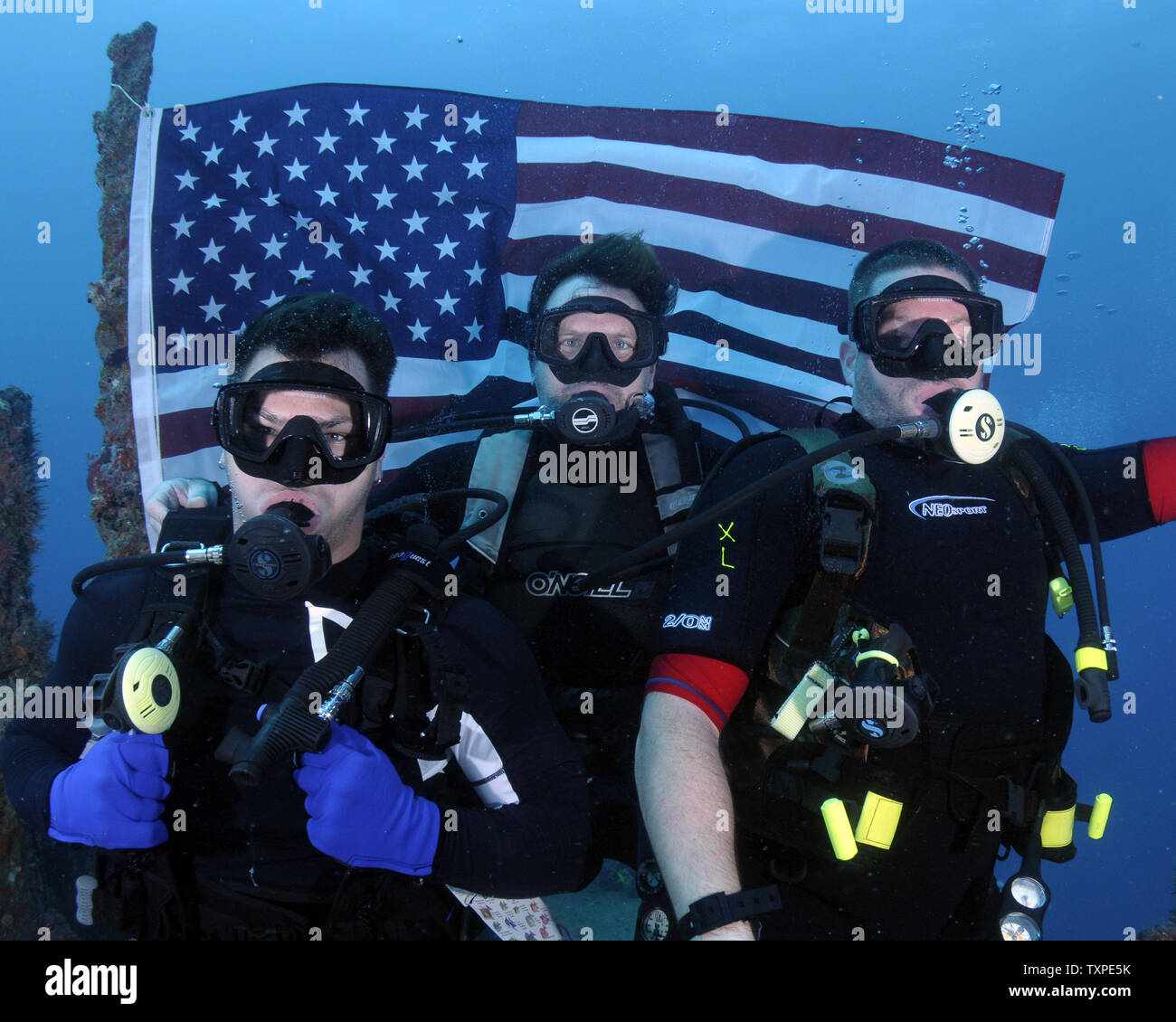 At a depth of nearly 100 feet and on the deck of the Captain Dan Wreck ...