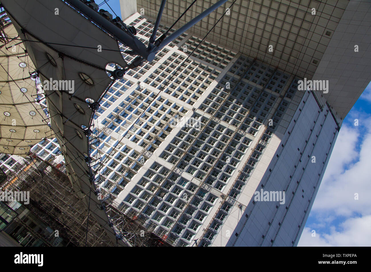 Paris, France - July 10, 2018: Close up of The Grande Arche and cloud ...