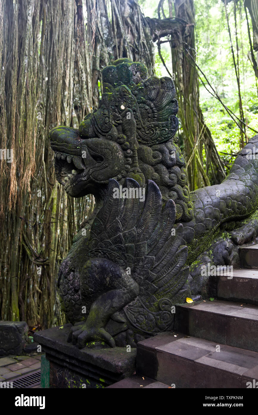 Statue at Ubud Monkey Forest sanctuary at Bali island, Indonesia Stock ...