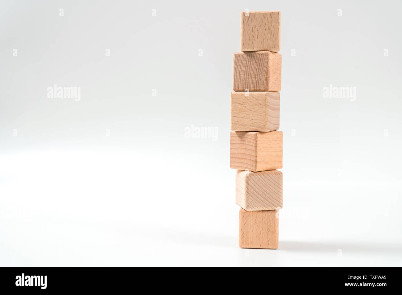 brown wood bricks tower, wood cube arrange in pyramid shape ,business ...