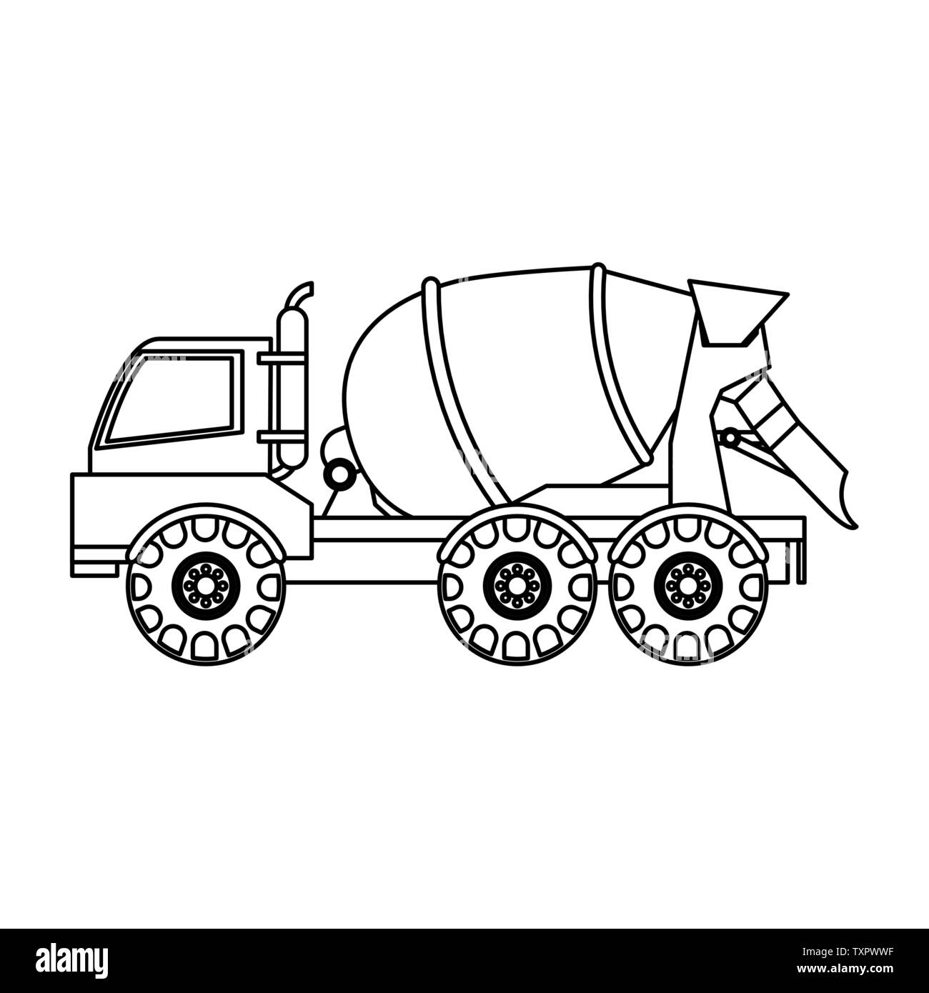 Cement mixer truck Black and White Stock Photos & Images - Alamy
