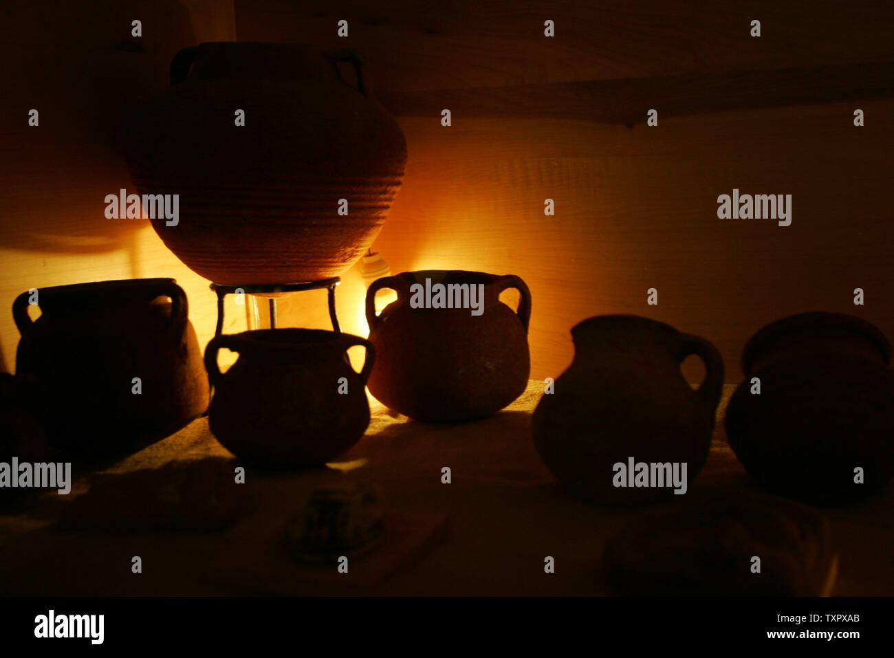 Archaeological pieces are shown on display at the Gaza Museum of ...