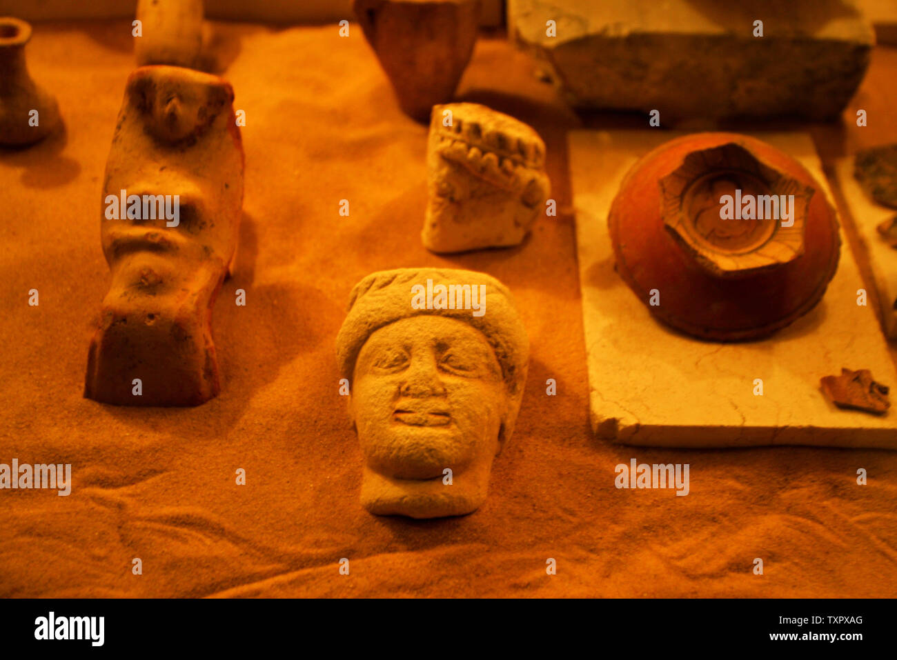 Archaeological pieces are shown on display at the Gaza Museum of ...