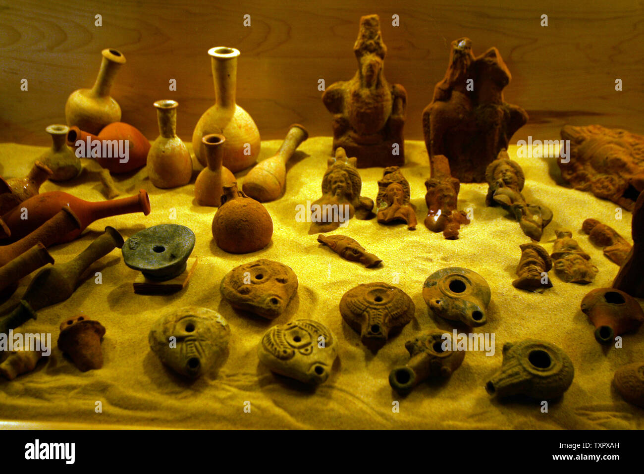 Archaeological pieces are shown on display at the Gaza Museum of ...