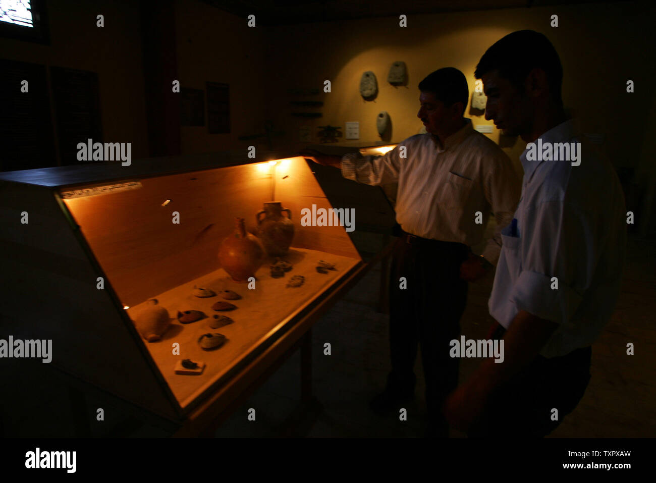 An Archaeological display is seen at the newly opened Gaza Museum of ...