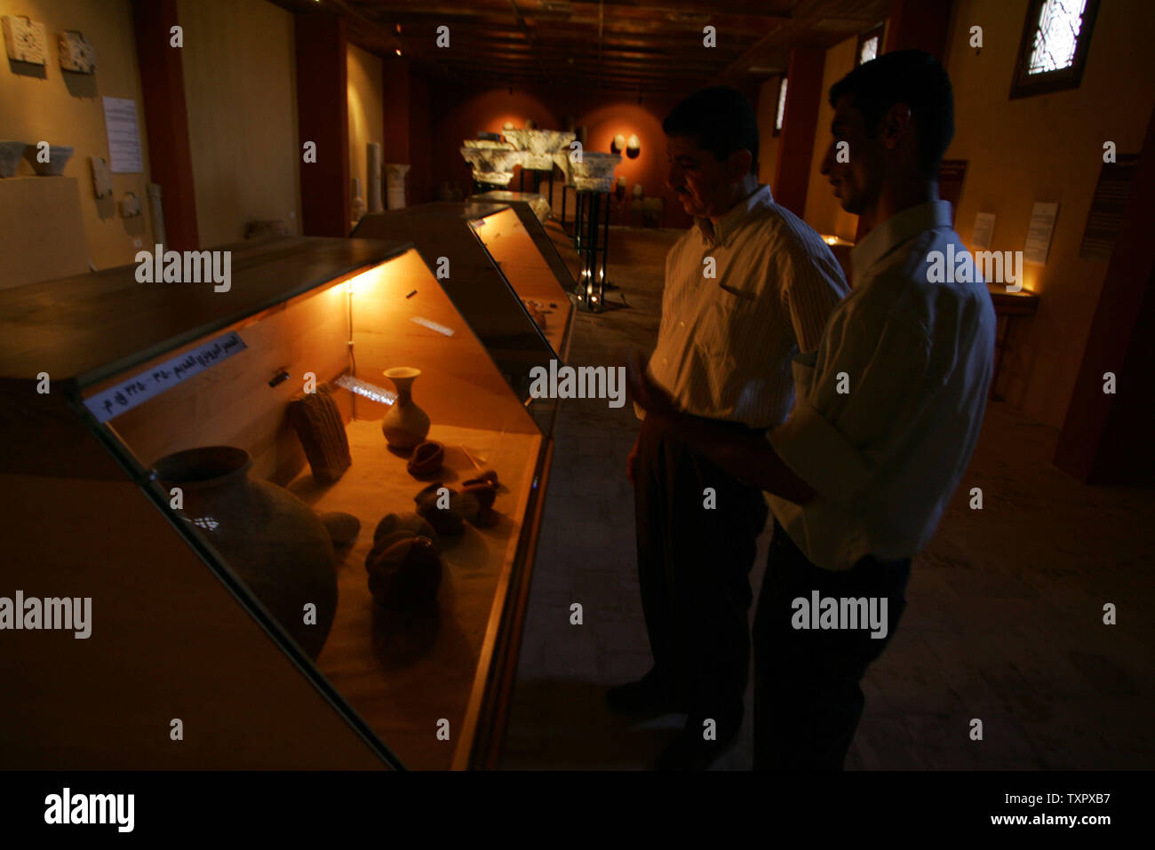 An Archaeological display is seen at the newly opened Gaza Museum of ...