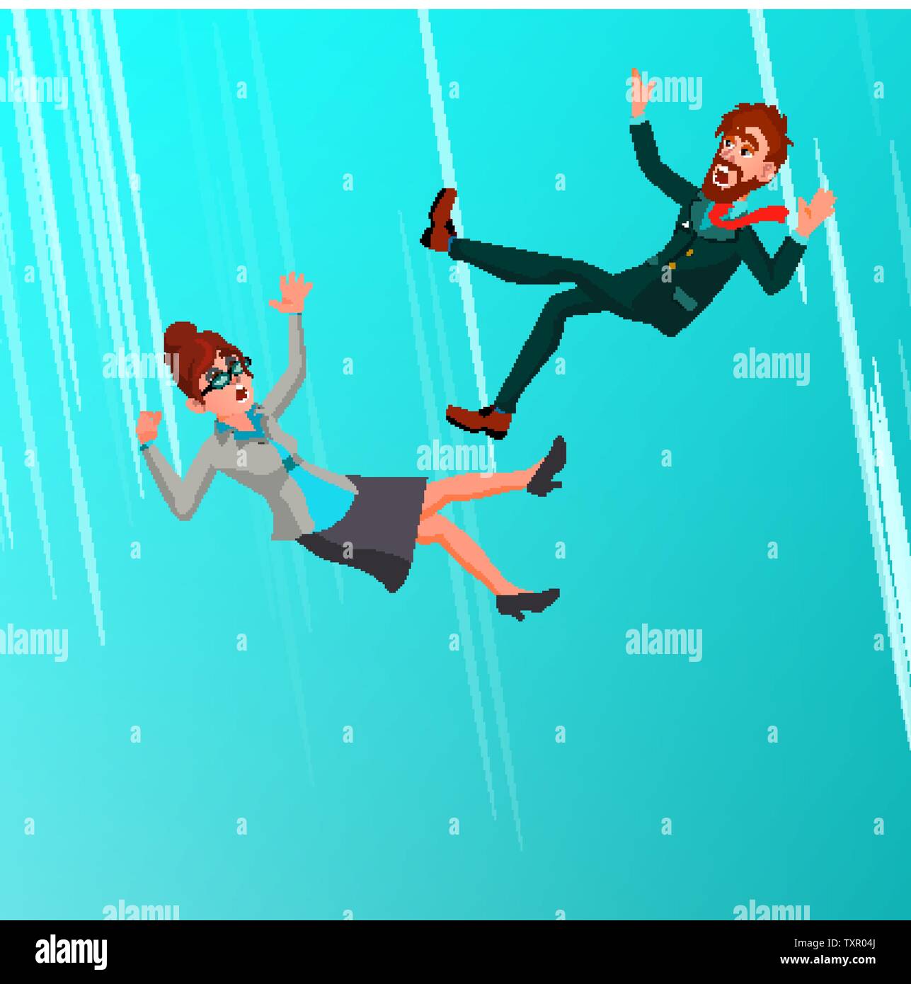 Character Man And Woman Fall After Mistake Vector Stock Vector Image ...
