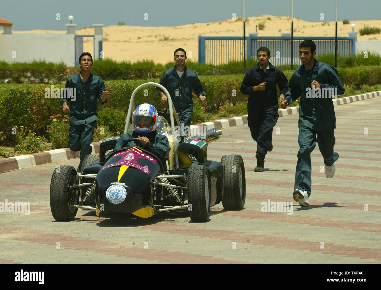 Palestinian students test their Formula 1-style racing car, made from ...