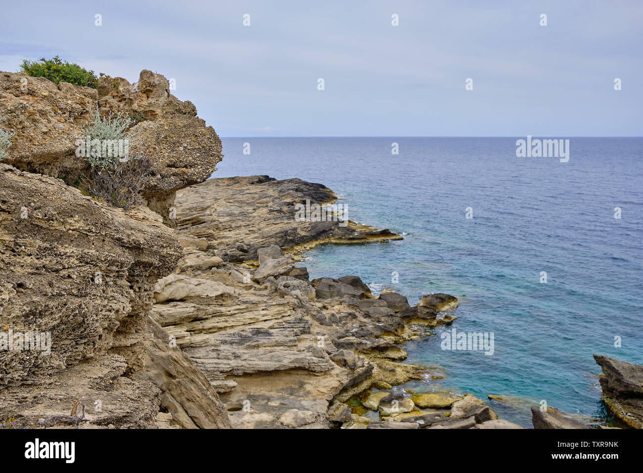 high cliffs and small cliffs by the sea, horizon as background Stock ...