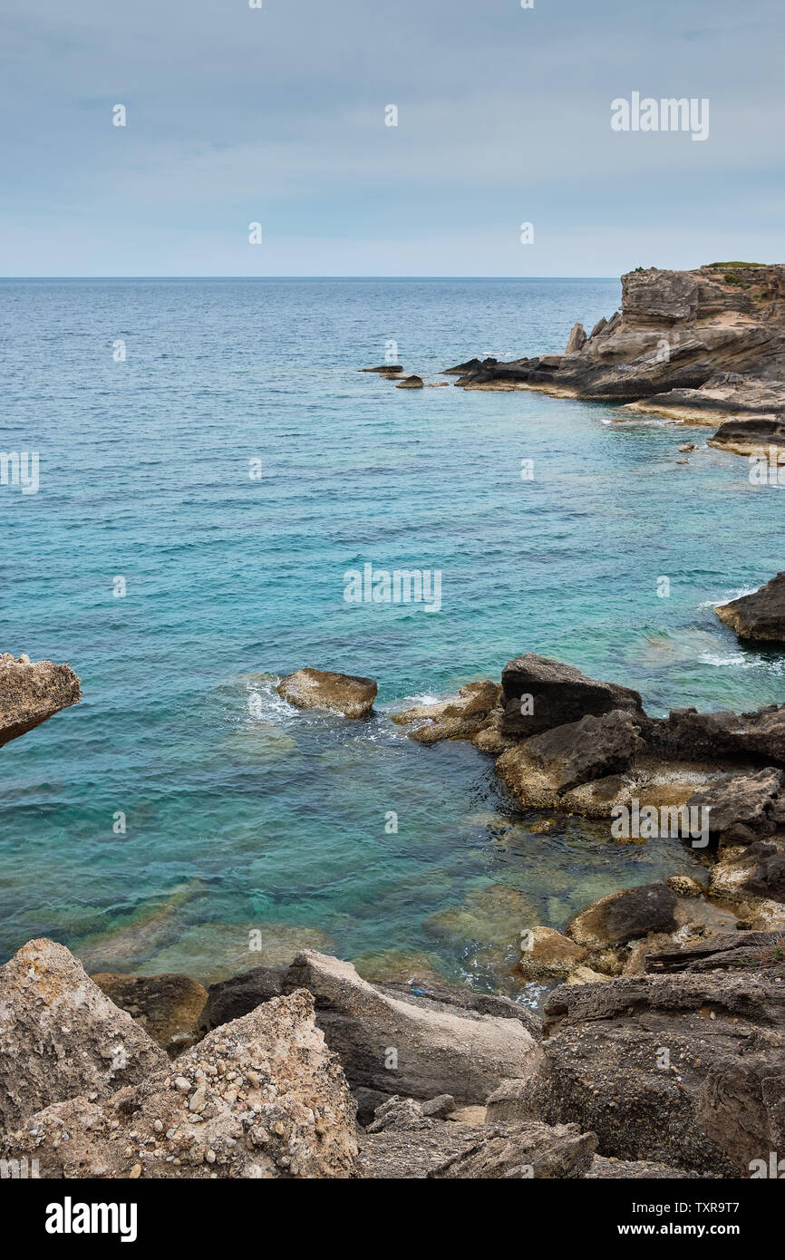 high cliffs and small cliffs by the sea, horizon as background Stock ...