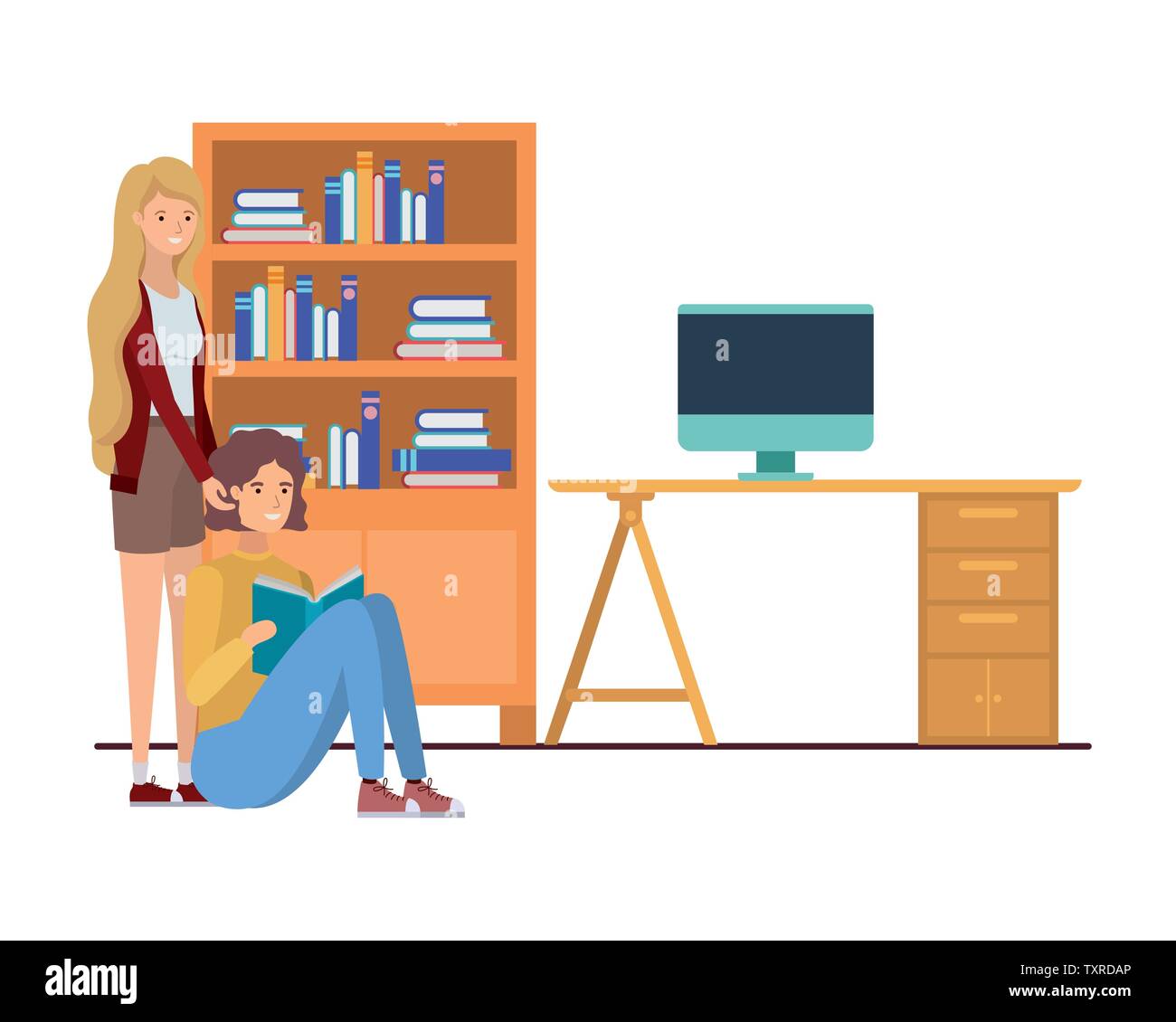 couple in the work office with white background Stock Vector Image ...
