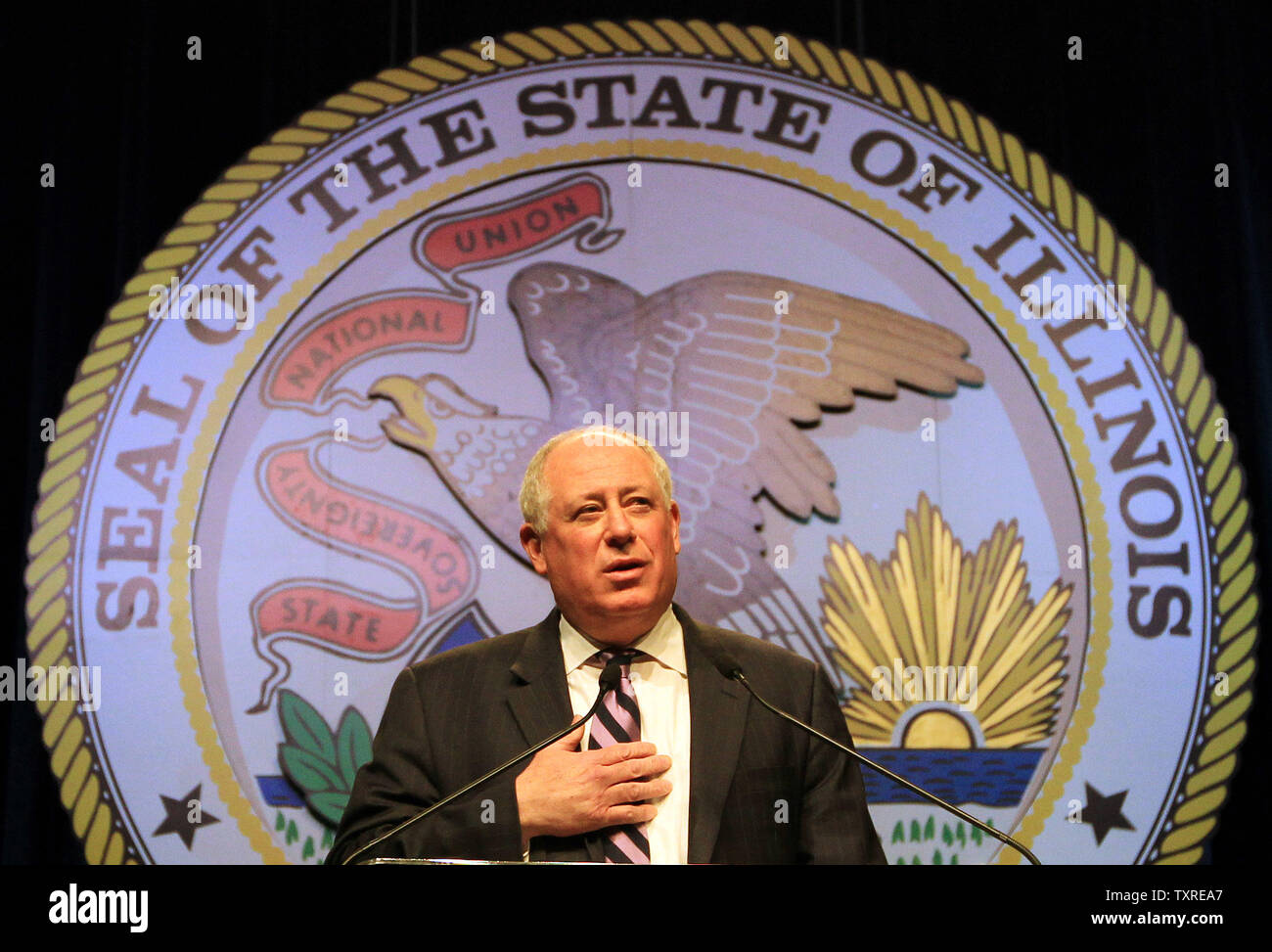 Illinois Governor Pat Quinn, Jr. gives his remarks during inaguration ...